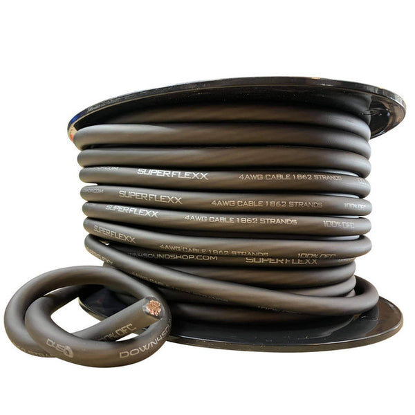 Down4Sound 4ga Tinned OFC Wire BLACK- BY THE FOOT – Droppin HZ Car Audio